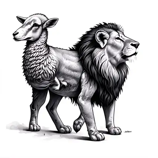 1004+ Lion And Lamb Tattoo Ideas - BlackInk AI