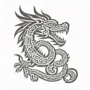 Stencil "Aztec Dragon Tattoo Design" Tattoo - BlackInk AI