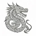 Stencil "Aztec Dragon Tattoo Design" Tattoo - BlackInk AI