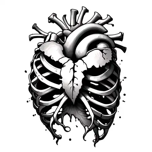 Blackwork "Exposed Rib Cage Tattoo, Side View,..." Tattoo - BlackInk AI