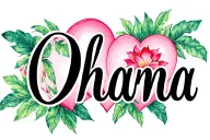 Realism "Heart And Word "Ohana" In Cursive Font" Tattoo - BlackInk AI