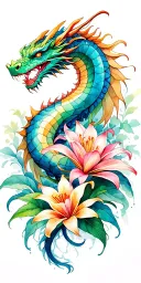 Watercolor "Asymmetrical Design With Oriental..." Tattoo - BlackInk AI