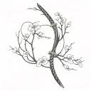 Minimalist "Samurai Sword Wrapped In Sakura Branch" Tattoo - BlackInk AI