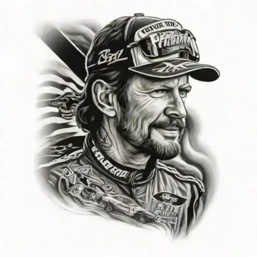 Black and Grey "Dale Earnhardt 3" Tattoo - BlackInk AI