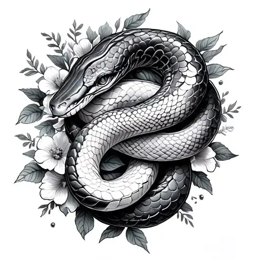 Black and Grey "Two Snakes Intertwined Around Eachother..." Tattoo ...
