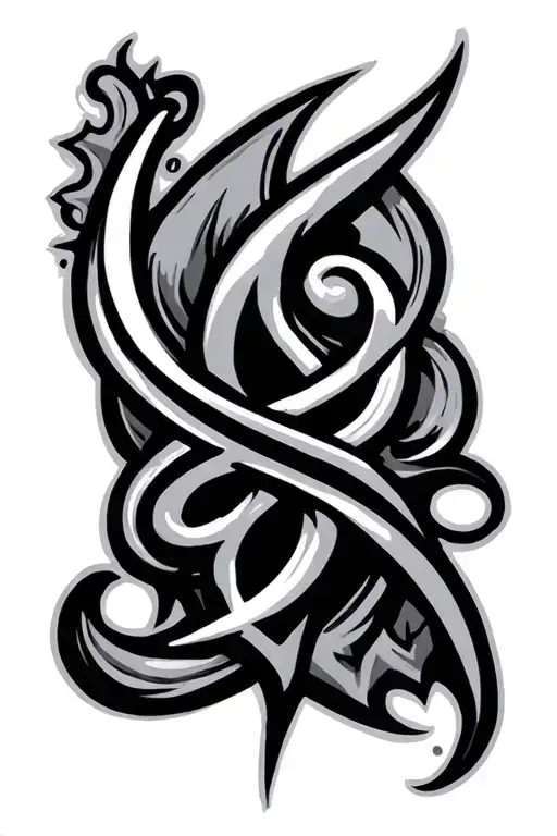 Black and Grey "Waterman Symbole" Tattoo - BlackInk AI