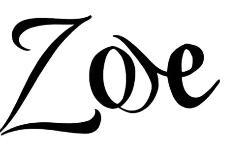 Calligraphy Font ""Zoe"" Tattoo - BlackInk AI