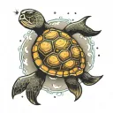 Neo-Traditional "Sea Turtle With Sun And Moon" Tattoo - BlackInk AI