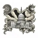 Blackwork "Dc Capitol With Murda Capital Lettering..." Tattoo - BlackInk AI