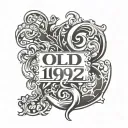 Neo-Traditional "1992 Old English Font" Tattoo - BlackInk AI