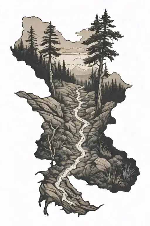Black and Grey "Appalachian Trail" Tattoo - BlackInk AI