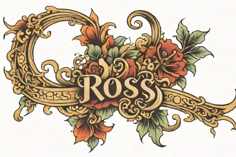 Neo-Traditional "Ross Name Written" Tattoo - BlackInk AI