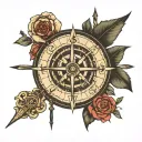 Neo-Traditional "Compass Rose Combined Into A Skeleton..." Tattoo ...