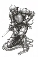 Black and Grey "Knight Kneeling In Chains" Tattoo - BlackInk AI