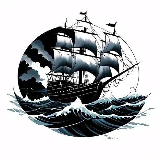 957+ Ship In Waves Tattoo Ideas - BlackInk AI