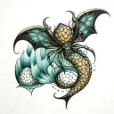 Neo-Traditional "Spider On Mermaid Scale With Zipper" Tattoo - BlackInk AI