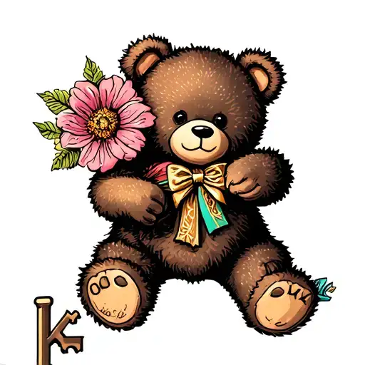 Traditional "Cute Teddy Bear Holding A Beautiful Key..." Tattoo ...