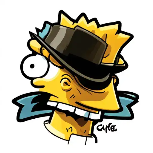 Neo-Traditional "Bart Simpson Head" Tattoo - BlackInk AI