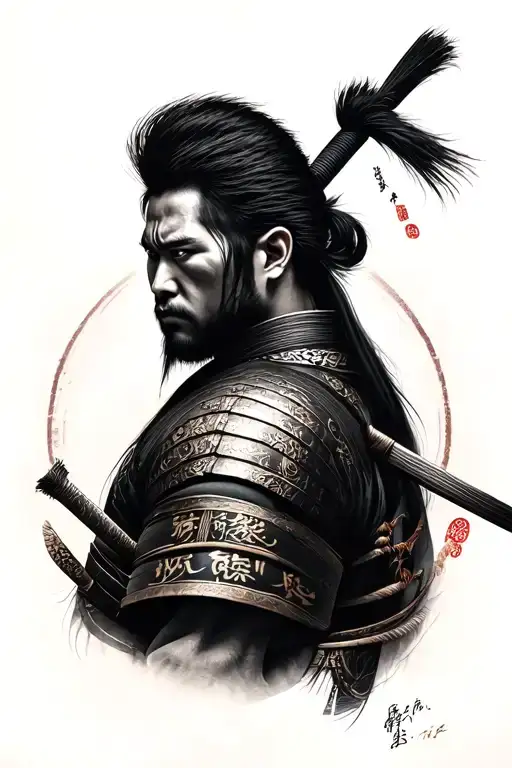 Realism "Samurai" Tattoo - BlackInk AI