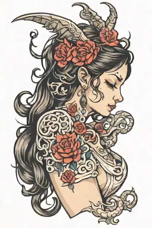 Sleep Token With Demon Girl Temporary Tattoo - BlackInk AI