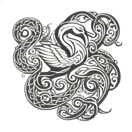 Tribal "Swan Celtic Knot Vine Tattoo" Tattoo - BlackInk AI
