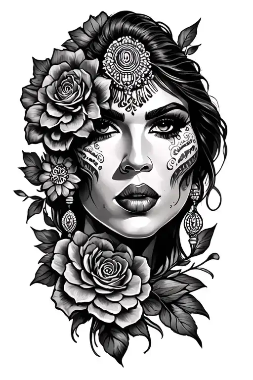 Black and Grey "Chicano Style" Tattoo - BlackInk AI