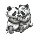 Black and Grey "Panda And Winnie The Pooh Holding Hands..." Tattoo ...