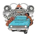 New School "1965 Plymouth Satellite Image" Tattoo - BlackInk AI