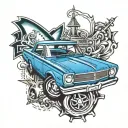 New School "1965 Plymouth Satellite Image" Tattoo - BlackInk AI