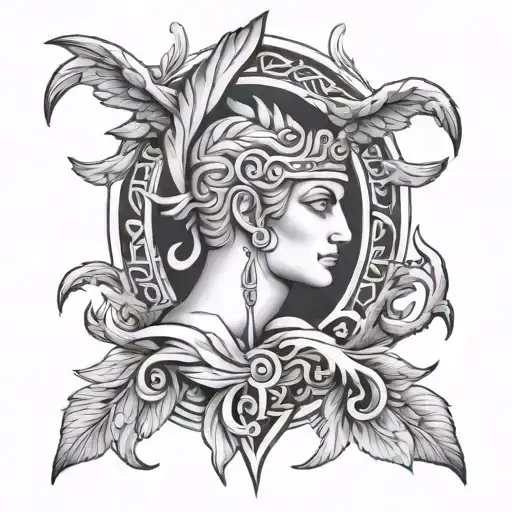 Black and Grey "Staff Of Hermes" Tattoo - BlackInk AI