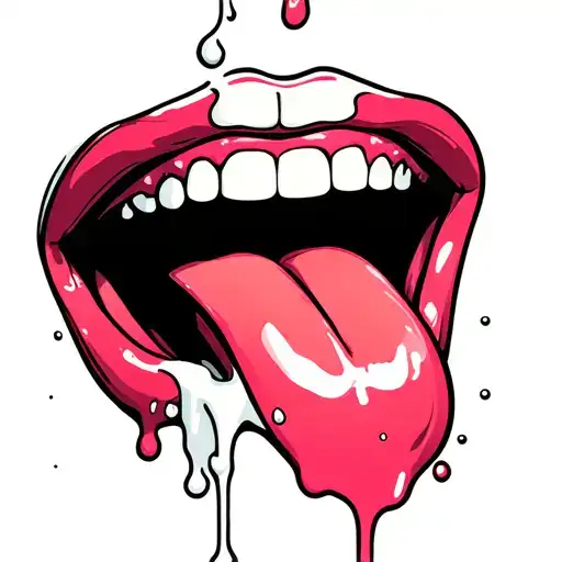 Neo-Traditional "Open Mouth With Milk Dripping From Tip..." Tattoo ...