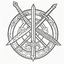 Stencil "3 Swords" Tattoo - BlackInk AI