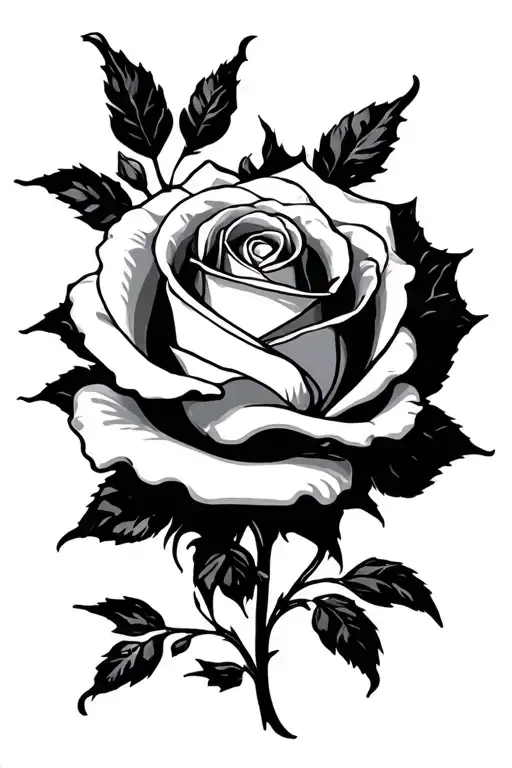 Black and Grey "Famous, Bright, Grace, Pearl, Rose" Tattoo - BlackInk AI