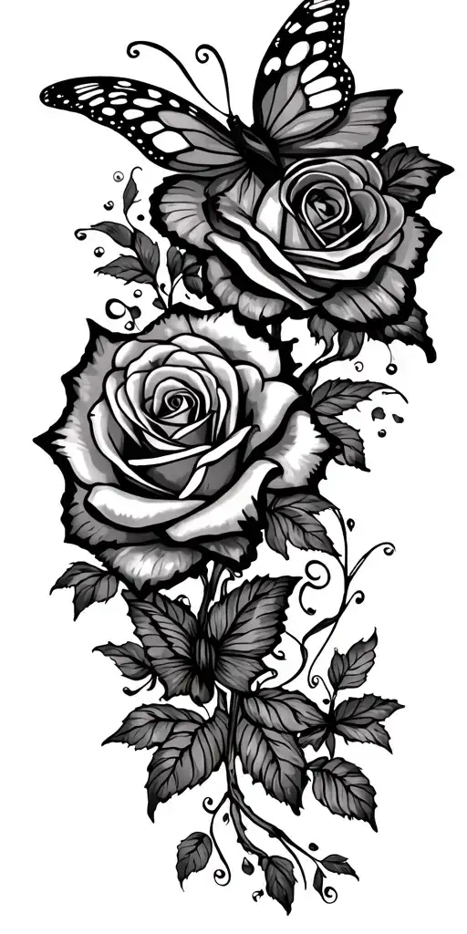 7437+ Roses And Butterflies Tattoo Ideas - BlackInk AI