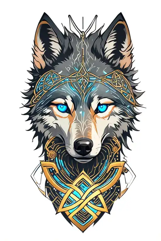 Cyber Sigilism "Wolf With Blue Eyes On Armor Tattoo..." Tattoo ...