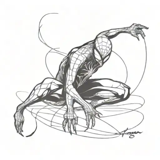 Minimalist "Symbiote Spider-man" Tattoo - BlackInk AI