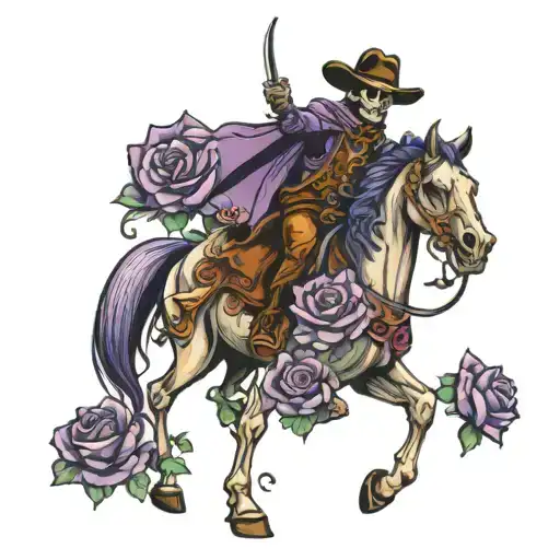 Neo-Traditional "Skeleton Cowboy On A Skeleton Bucking..." Tattoo ...