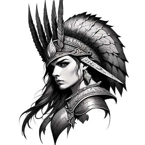 Black and Grey "Valkyrie" Tattoo - BlackInk AI