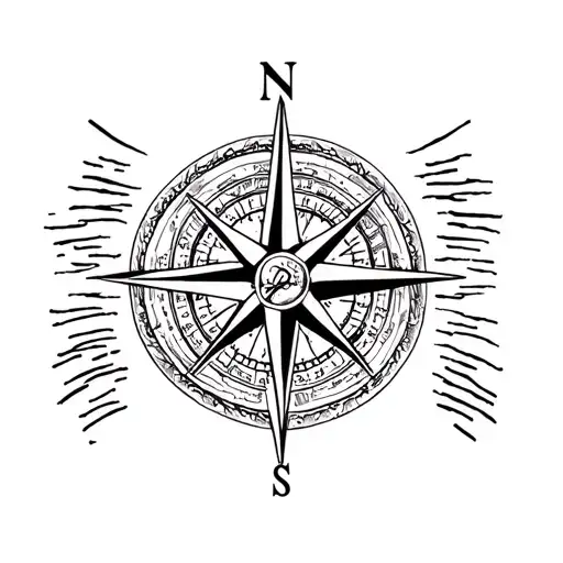 Blackwork "An Intricate Compass Rose Design With..." Tattoo - BlackInk AI