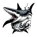 Black and Grey "Japanese Style Shark" Tattoo - BlackInk AI