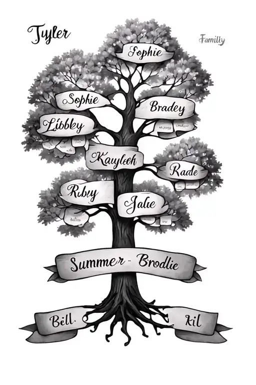 A Family Tree Made Using The Names Hr9zNwX4c7tthE8rbqdpcj Black Grey ...