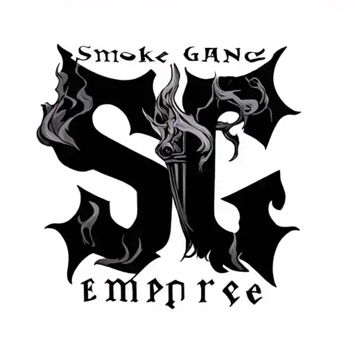 Black and Grey "Smoke Gang Empire Sge" Tattoo - BlackInk AI