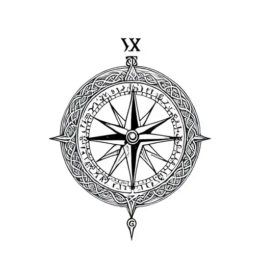 Sketch "Celtic Compass Clock" Tattoo - BlackInk AI