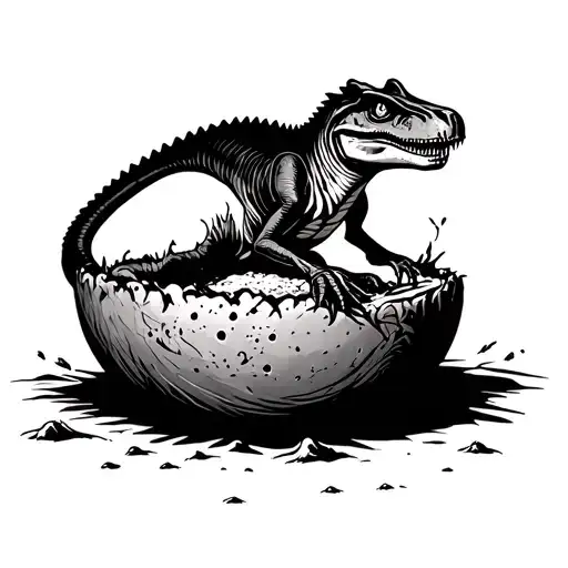 Black and Grey "Baby Velociraptor Hatching From An Egg" Tattoo ...