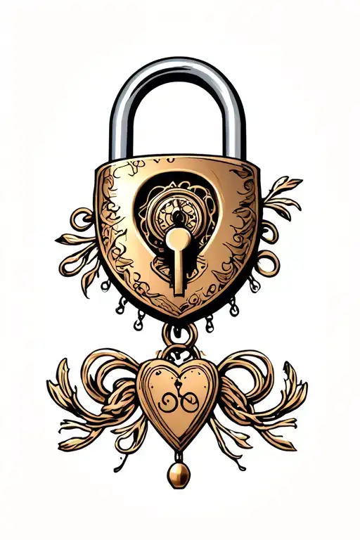 Neo-Traditional "Chastity Padlock" Tattoo - BlackInk AI