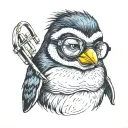 Surrealism "Design A Penguin With Glasses Cartoon..." Tattoo - BlackInk AI