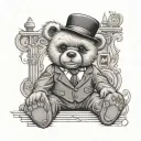 Black and Grey "Mob Boss Teddy Bear" Tattoo - BlackInk AI