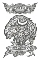 Black and Grey "Buffalo Bills Logo Outline Drawing..." Tattoo - BlackInk AI