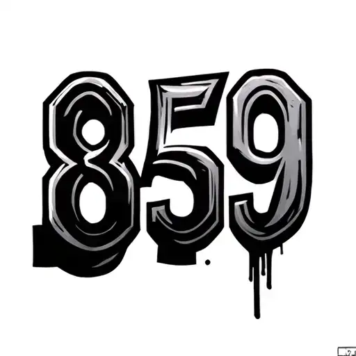Black and Grey "859” In A Bold, Clean Vertical Font..." Tattoo ...