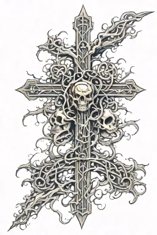 Poison Tree Cross Tattoo Temporary Tattoo - BlackInk AI